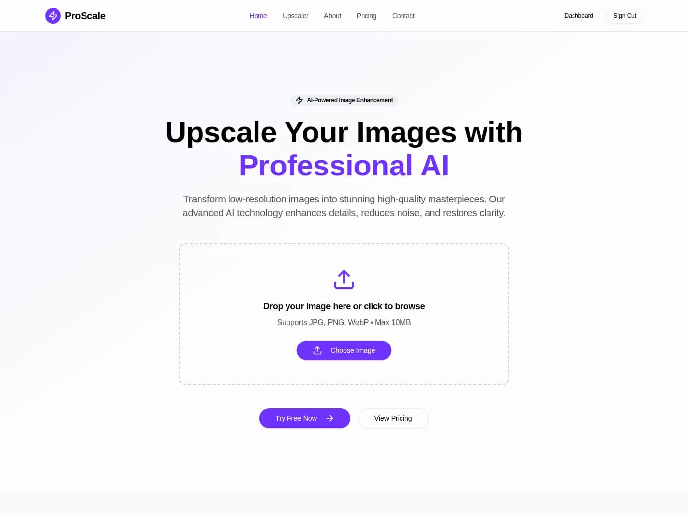 ProScale AI Image Upscaler Platform