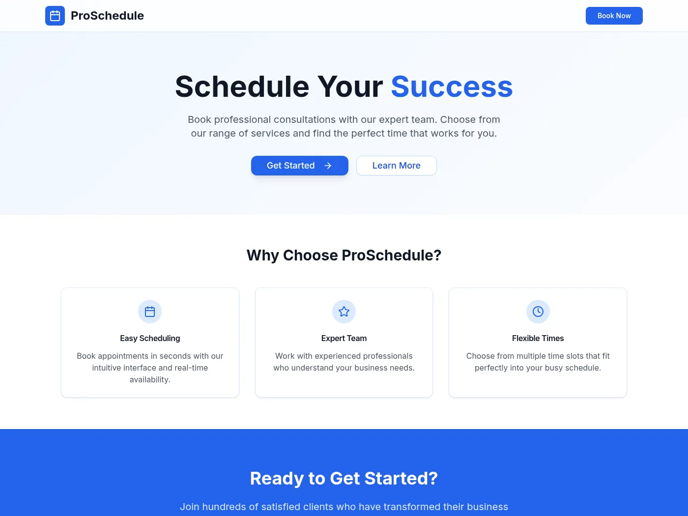 ProSchedule: The Modern Booking Website