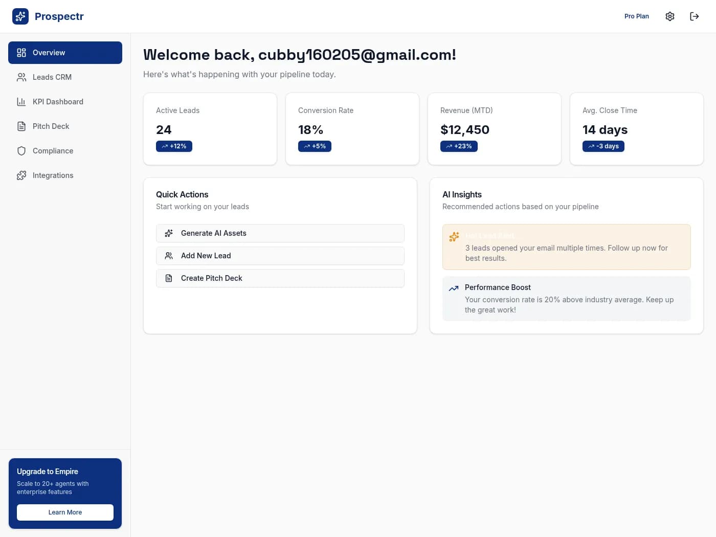 Prospectr: The AI-Powered CRM & Lead Accelerator for Independent Agents