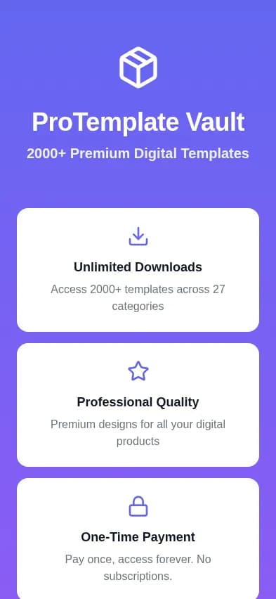 ProTemplate Vault: Premium Mobile Library of 2000+ Digital Product Templates