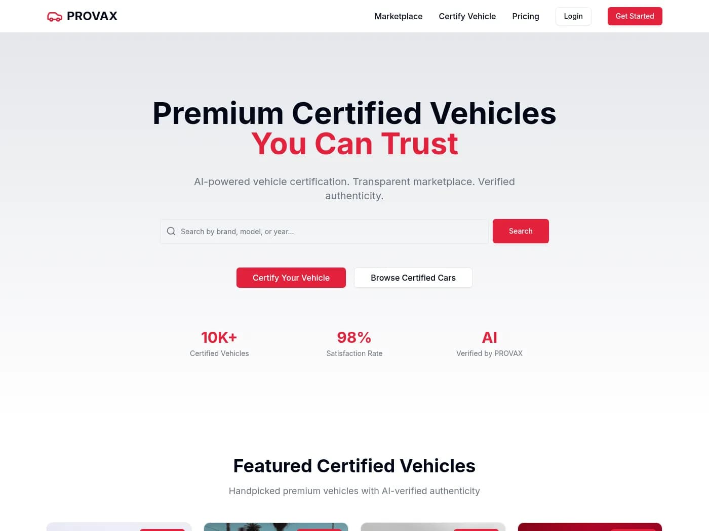 PROVAX Automotive Certification & Marketplace Platform