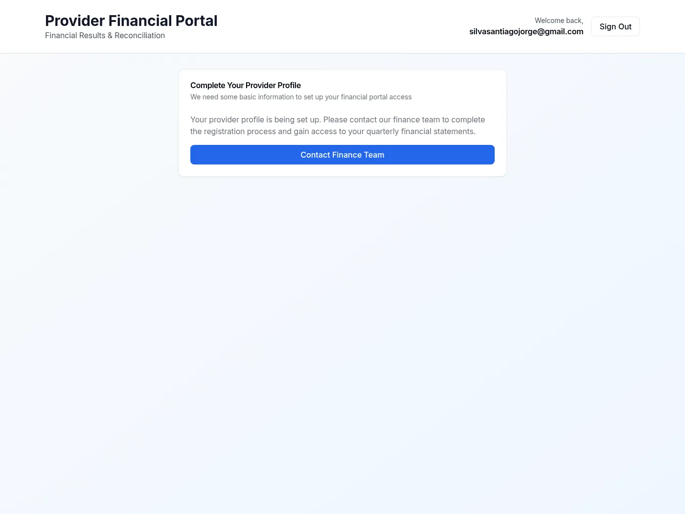 Provider Financial Results Reconciliation Portal