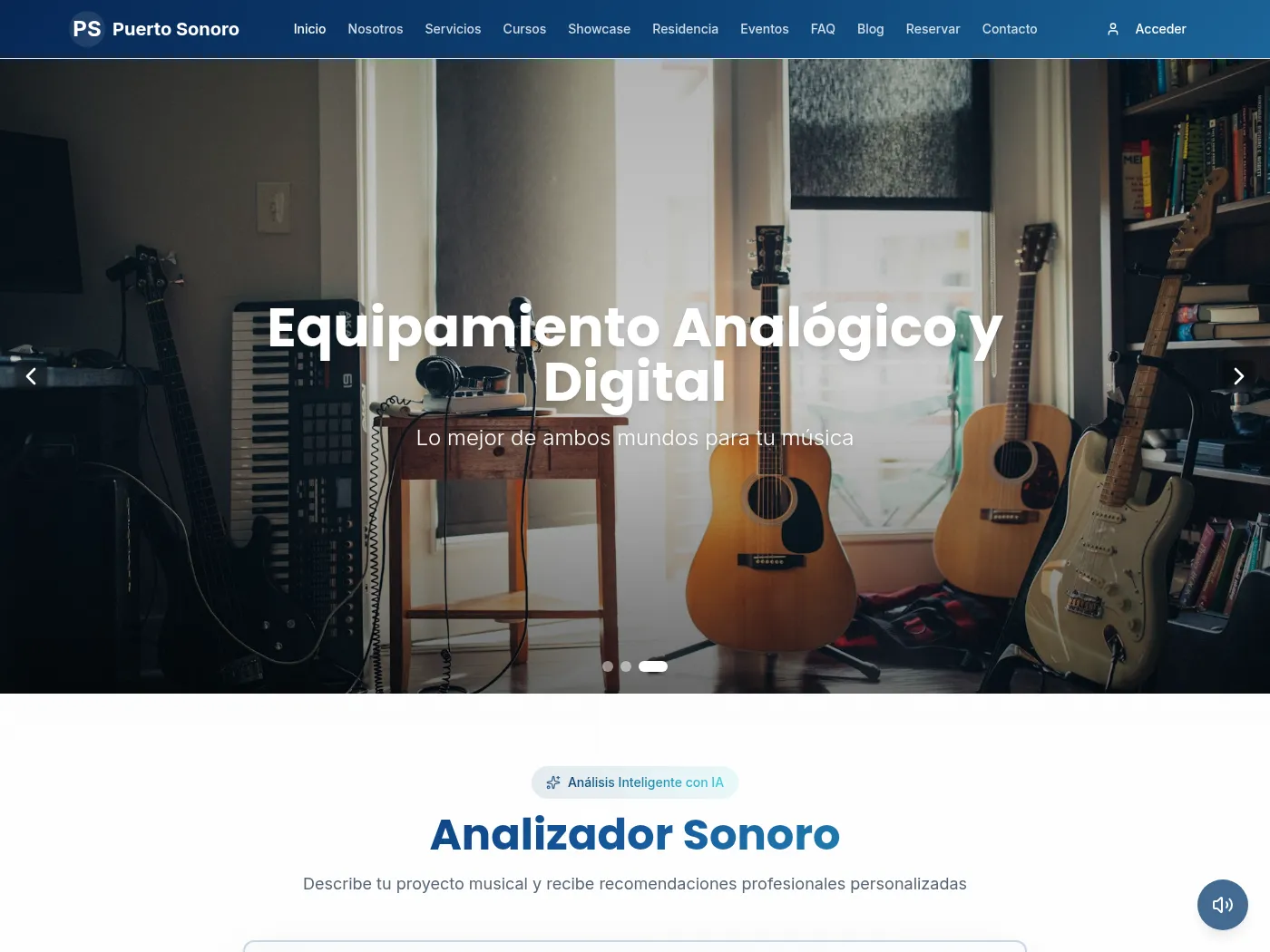 Puerto Sonoro: Advanced AI-Powered Recording Studio Platform with Stunning Dashboard & CMS