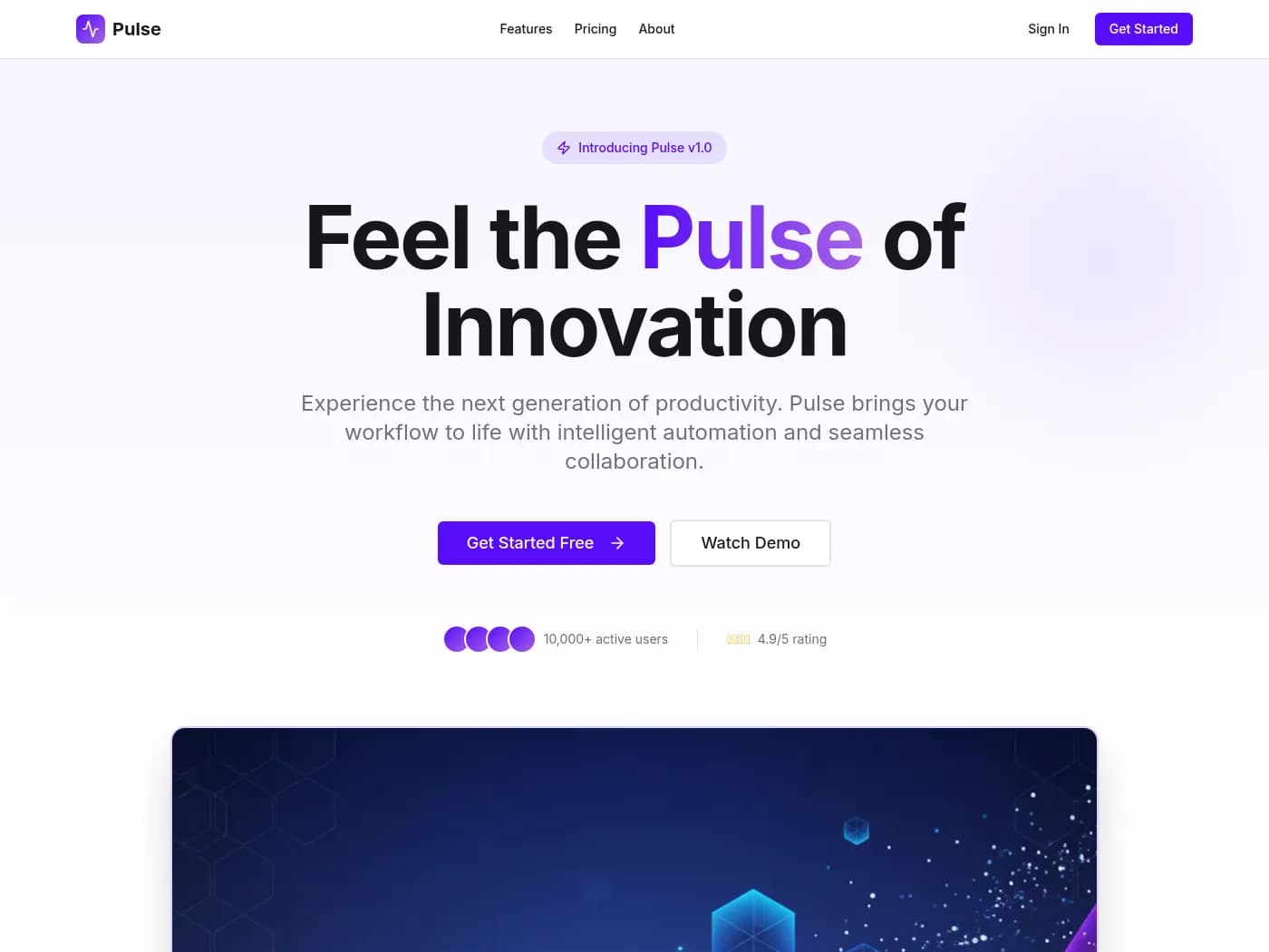 Pulse Application Landing Page
