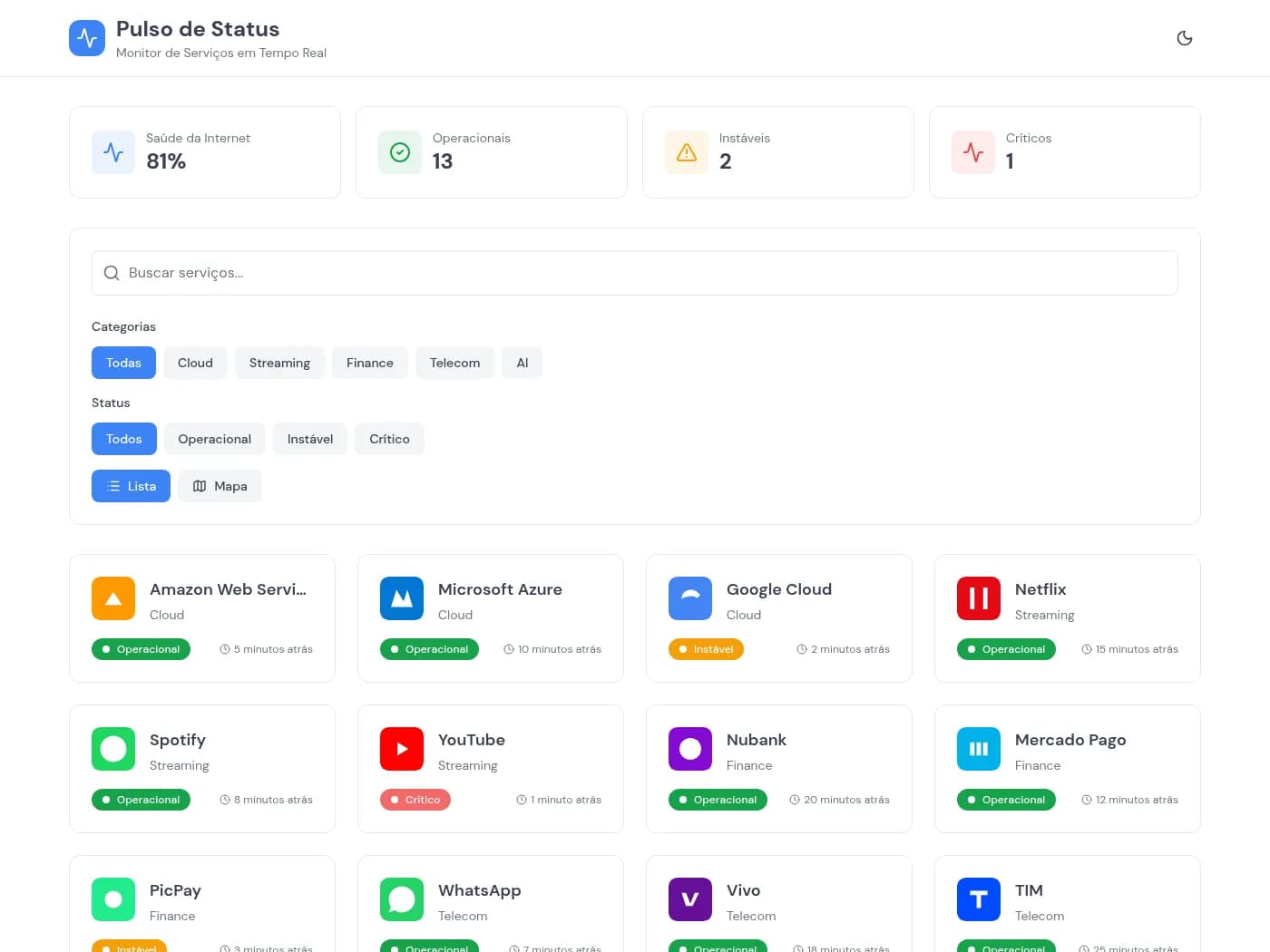 Pulso de Status - Internet Health & Service Outage Monitor