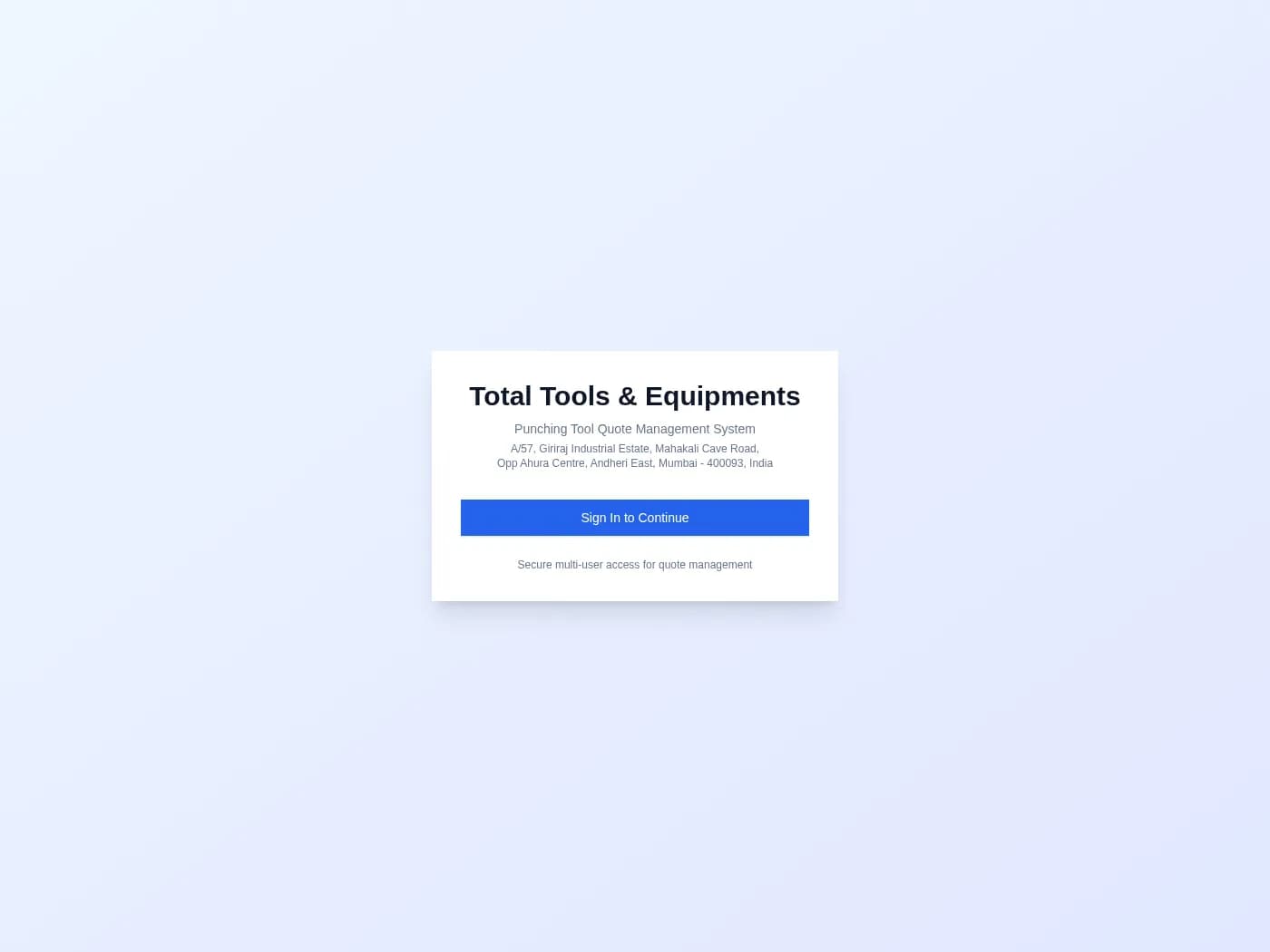 Punching Tool Quote Management & Client Portal