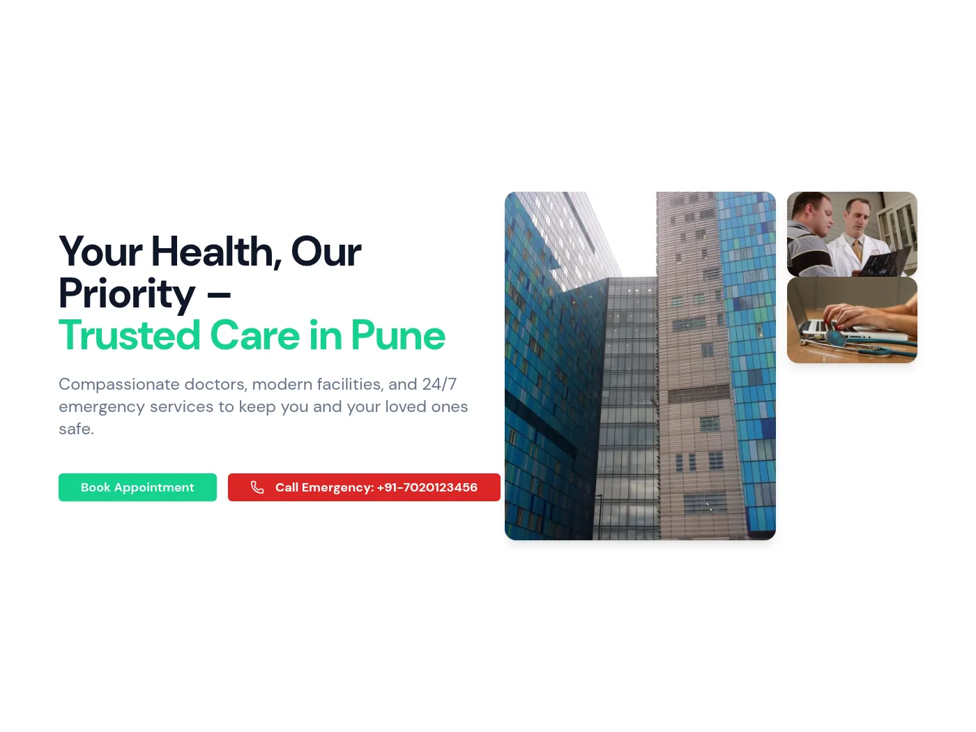 Welcoming Hospital Home Page for Pune General Hospital