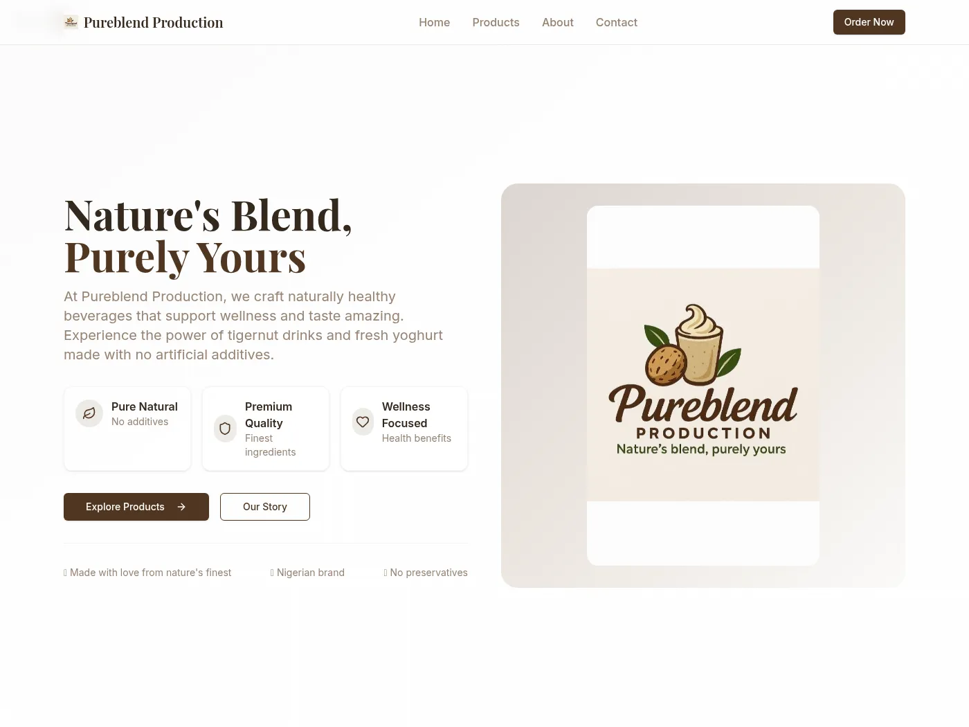 Pure Blend Naturals Website