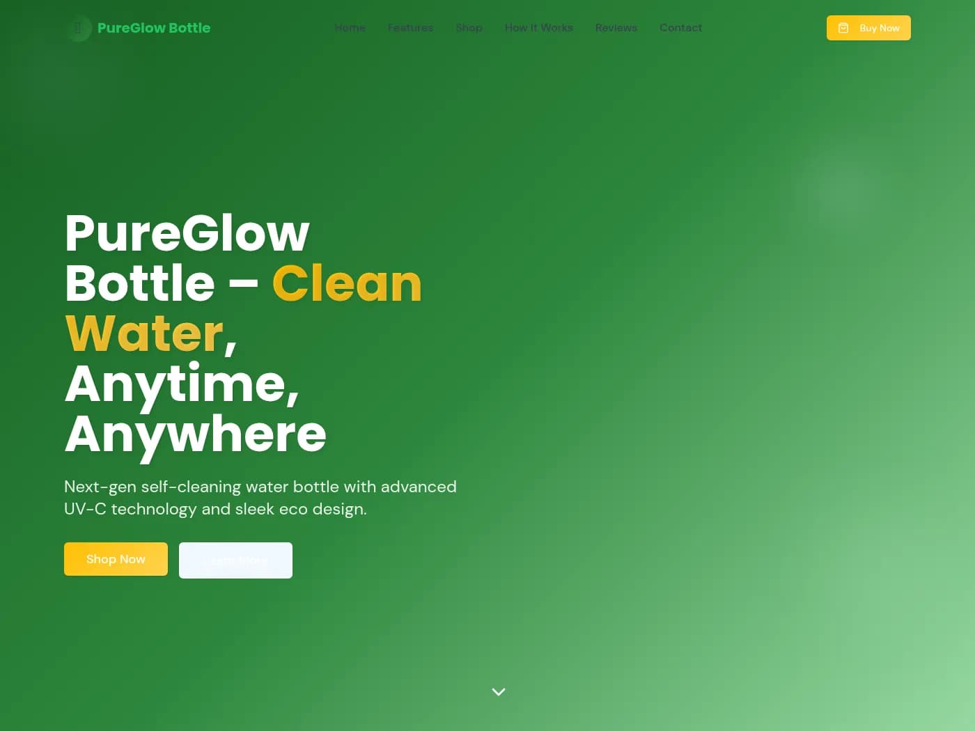 PureGlow Bottle E-commerce Experience – Interactive, SEO-Optimized Responsive Website