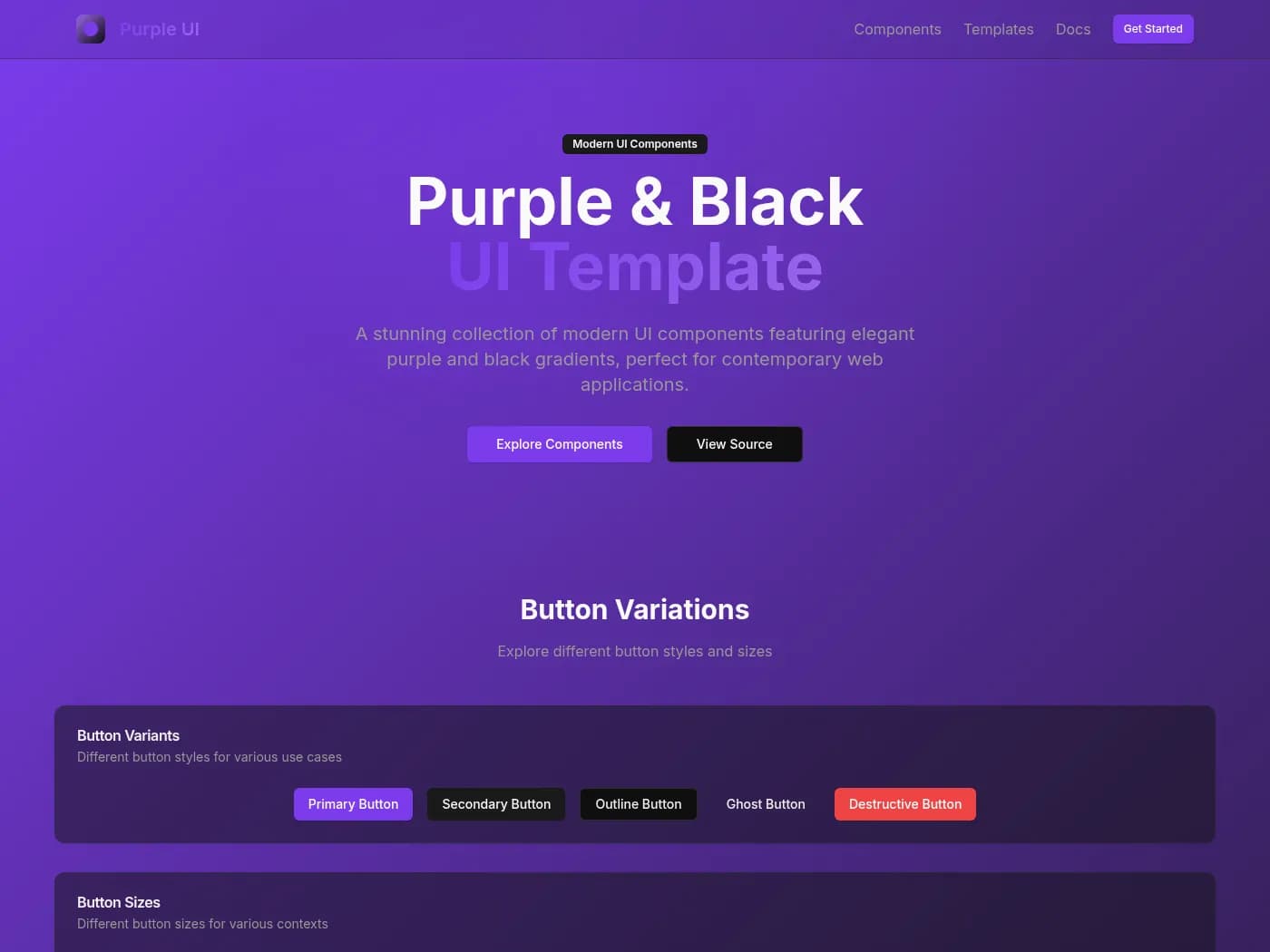 Purple and Black Modern UI Template