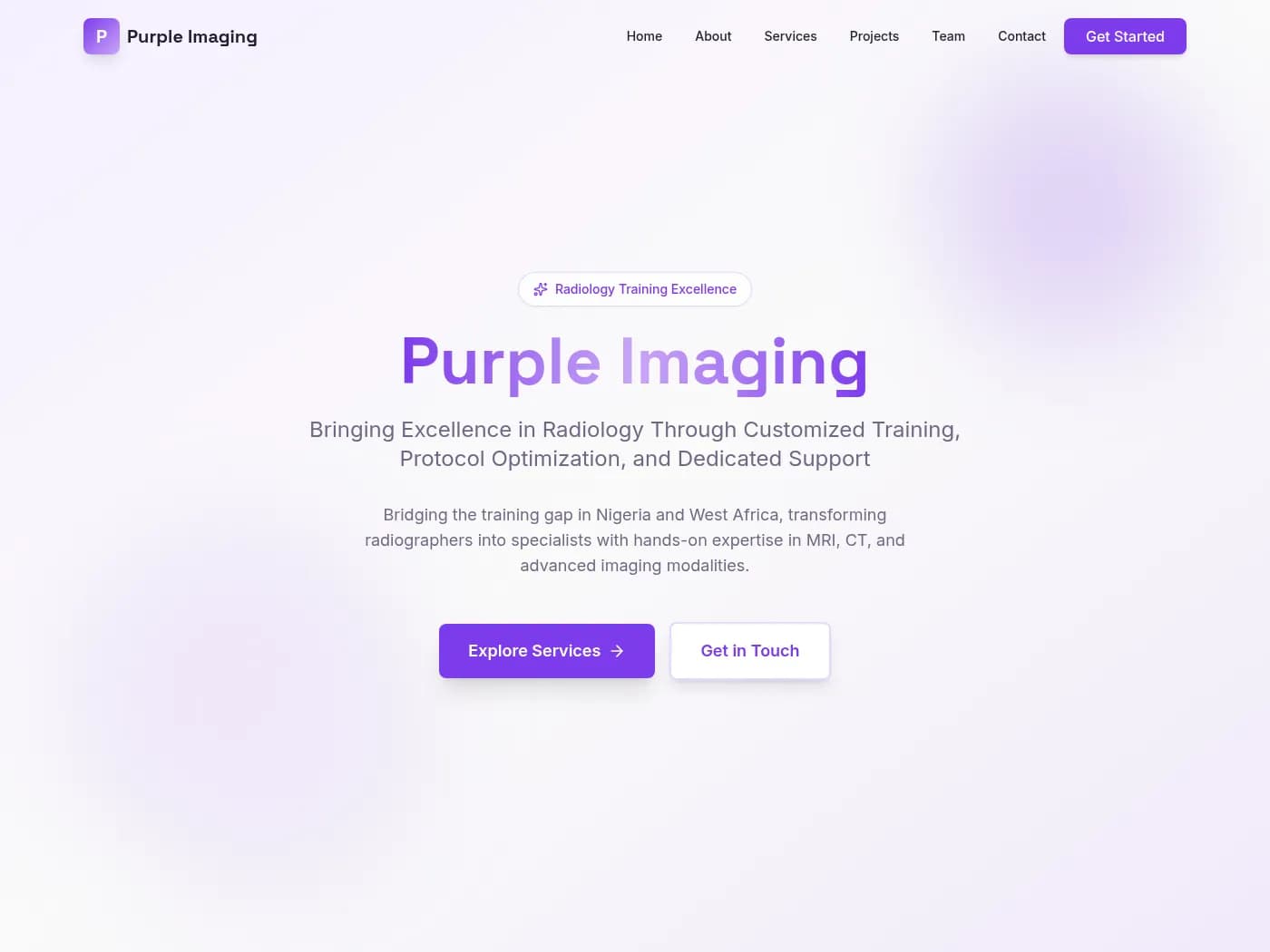Purple Imaging Website Redesign