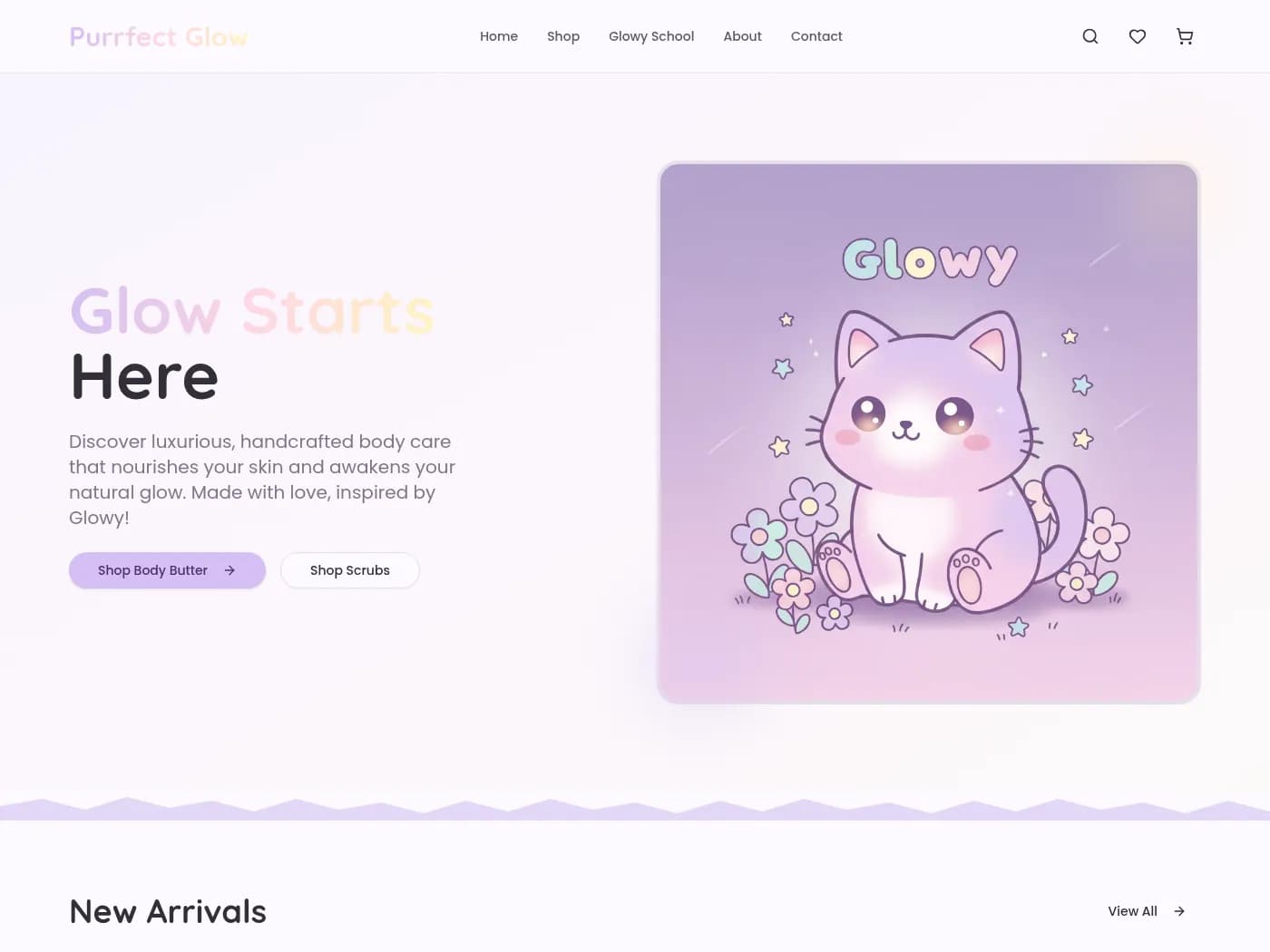 Purrfect Glow E-Commerce Website – Pastel, Playful, Jamie Paige Inspired Shop Experience