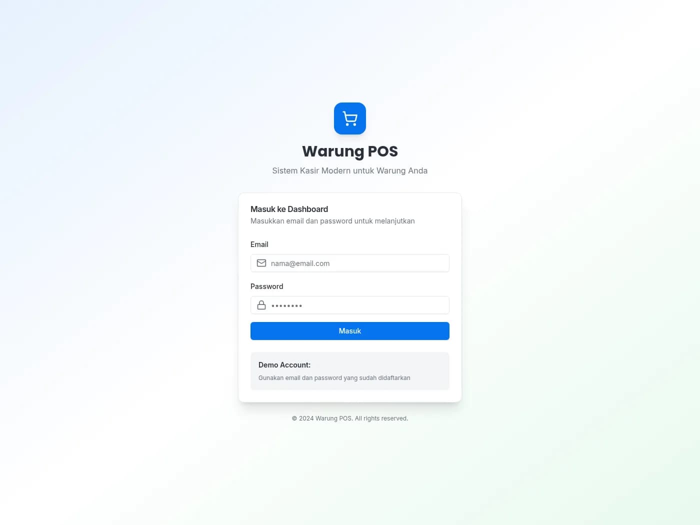 PWA Dashboard Template for POS Kasir Warung