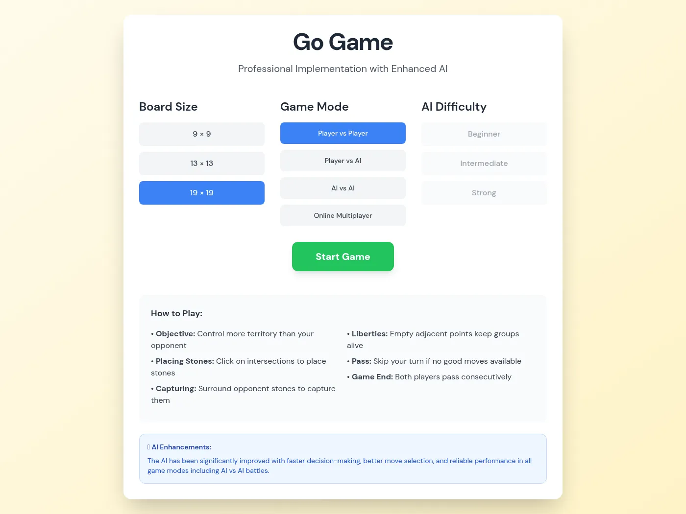 PyGo Enhanced — Robust AI and UI Polishing for a Python Go Game