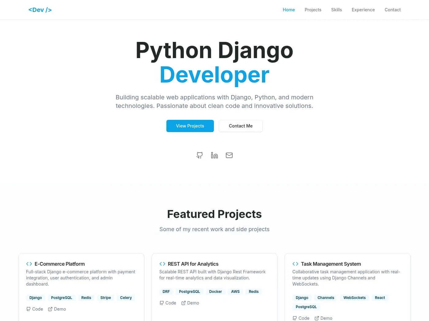 Portfolio Website for Python Django Developer