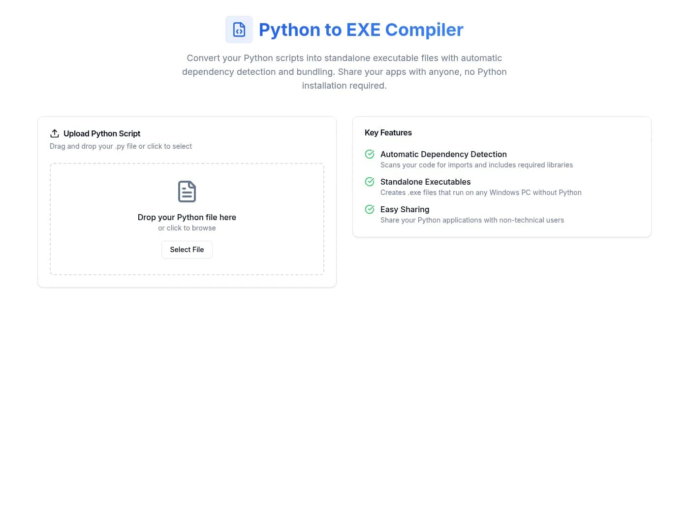 Python Script to EXE Compiler with Auto Dependency Download