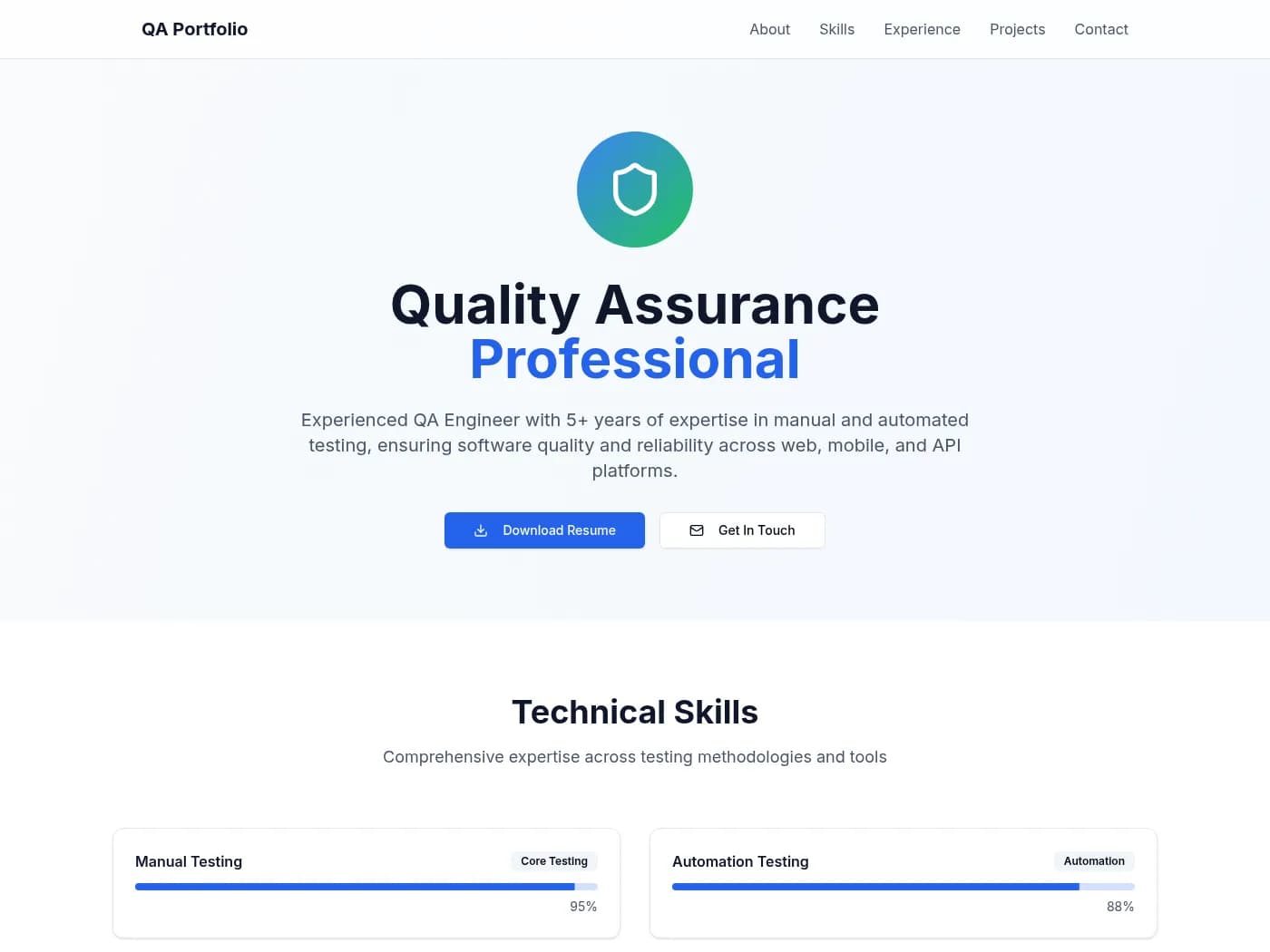 QA Skills Portfolio Website