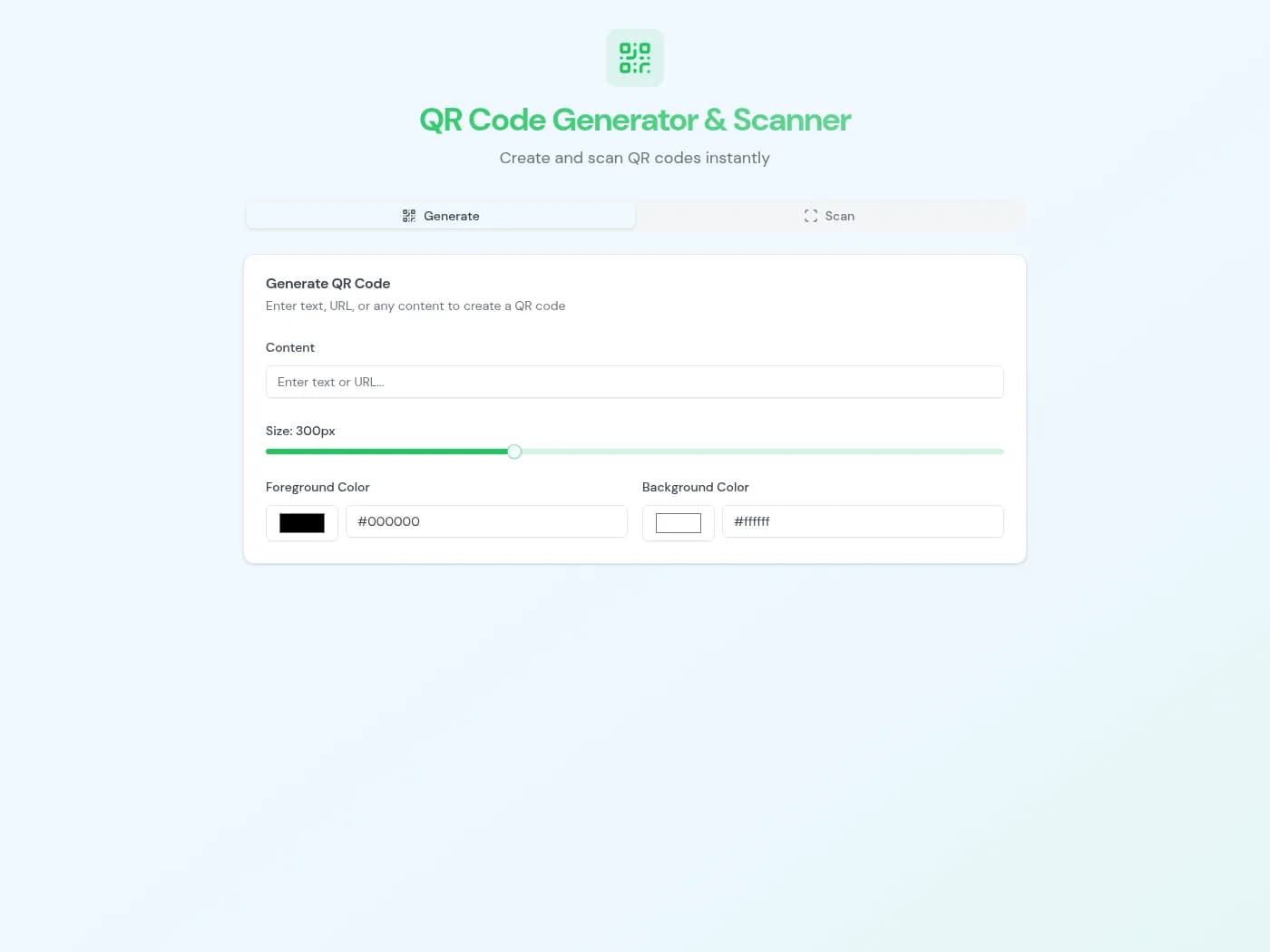 QR Code Generator & Scanner Web App