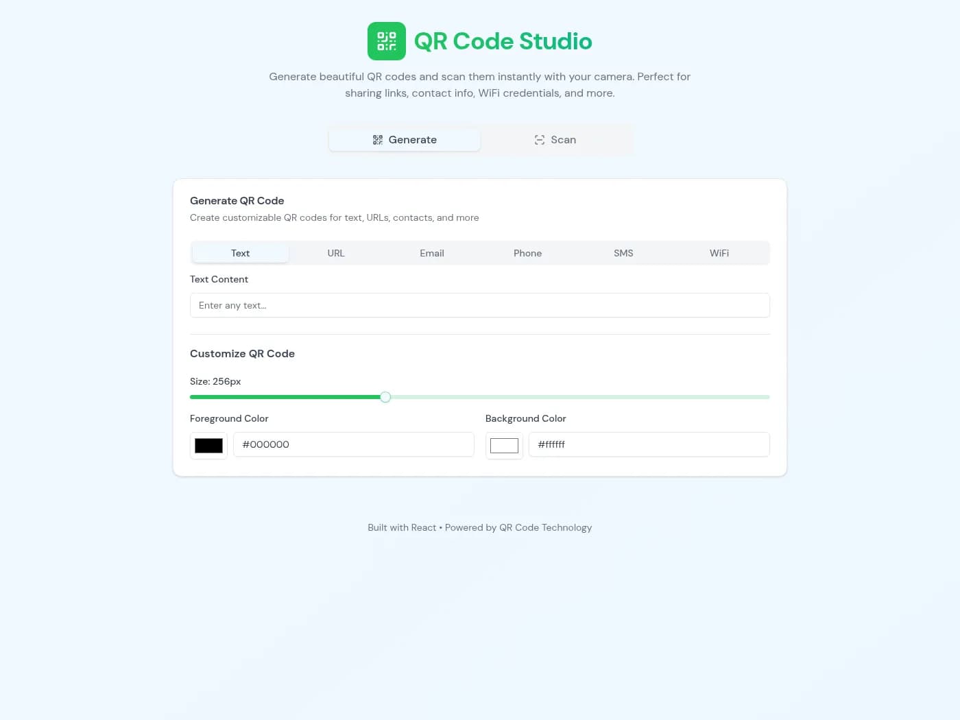 QR Code Generator & Scanner