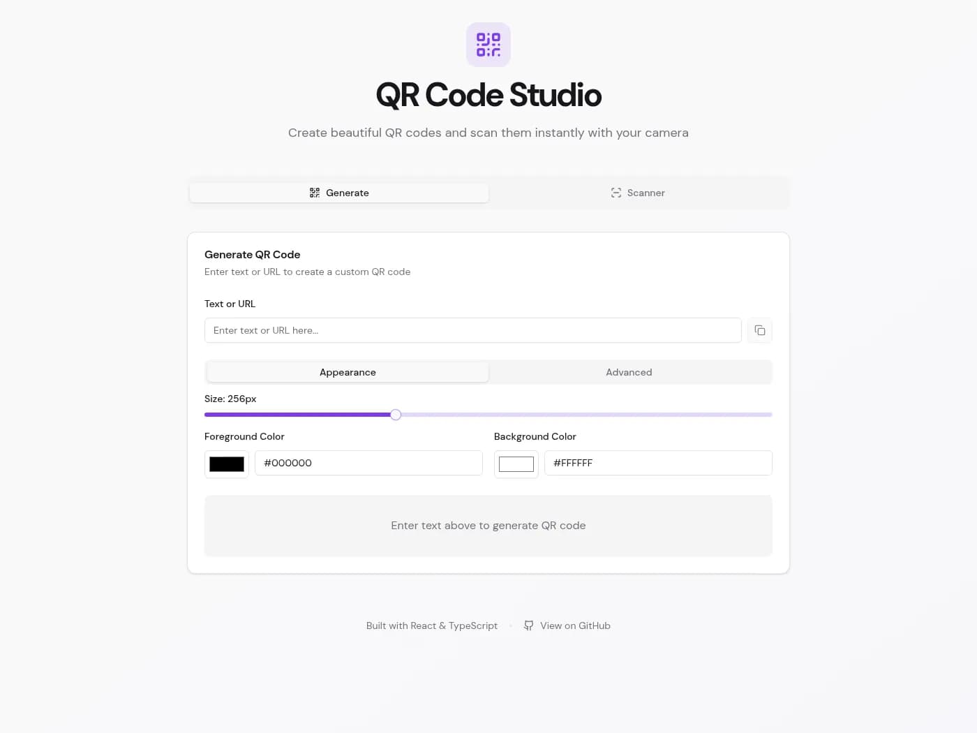 QR Code Generator and Scanner