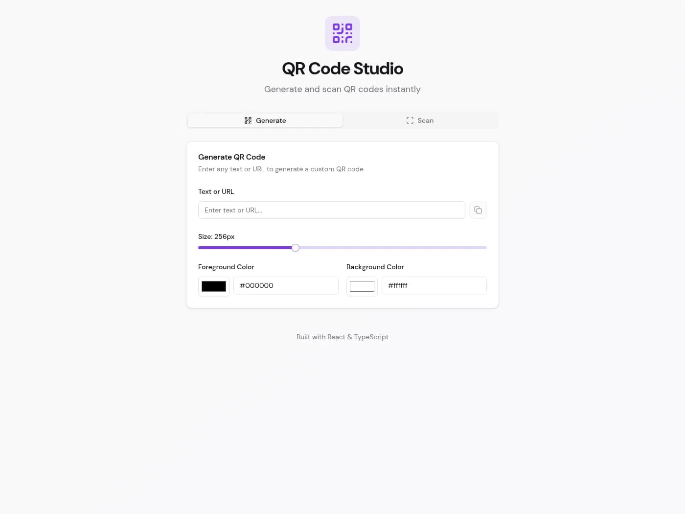 QR Code Generator & Scanner Web App