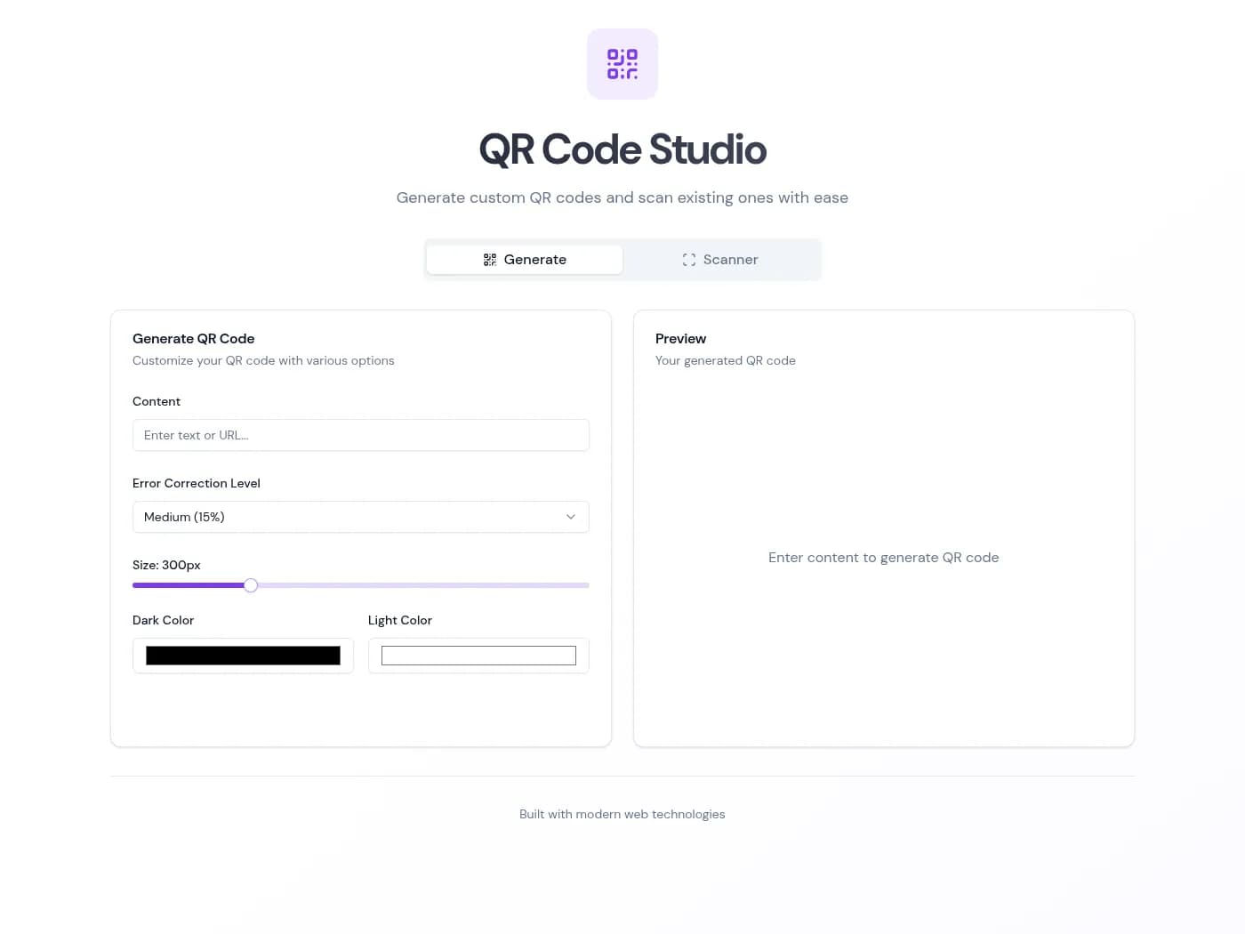 QR Code Generator & Scanner