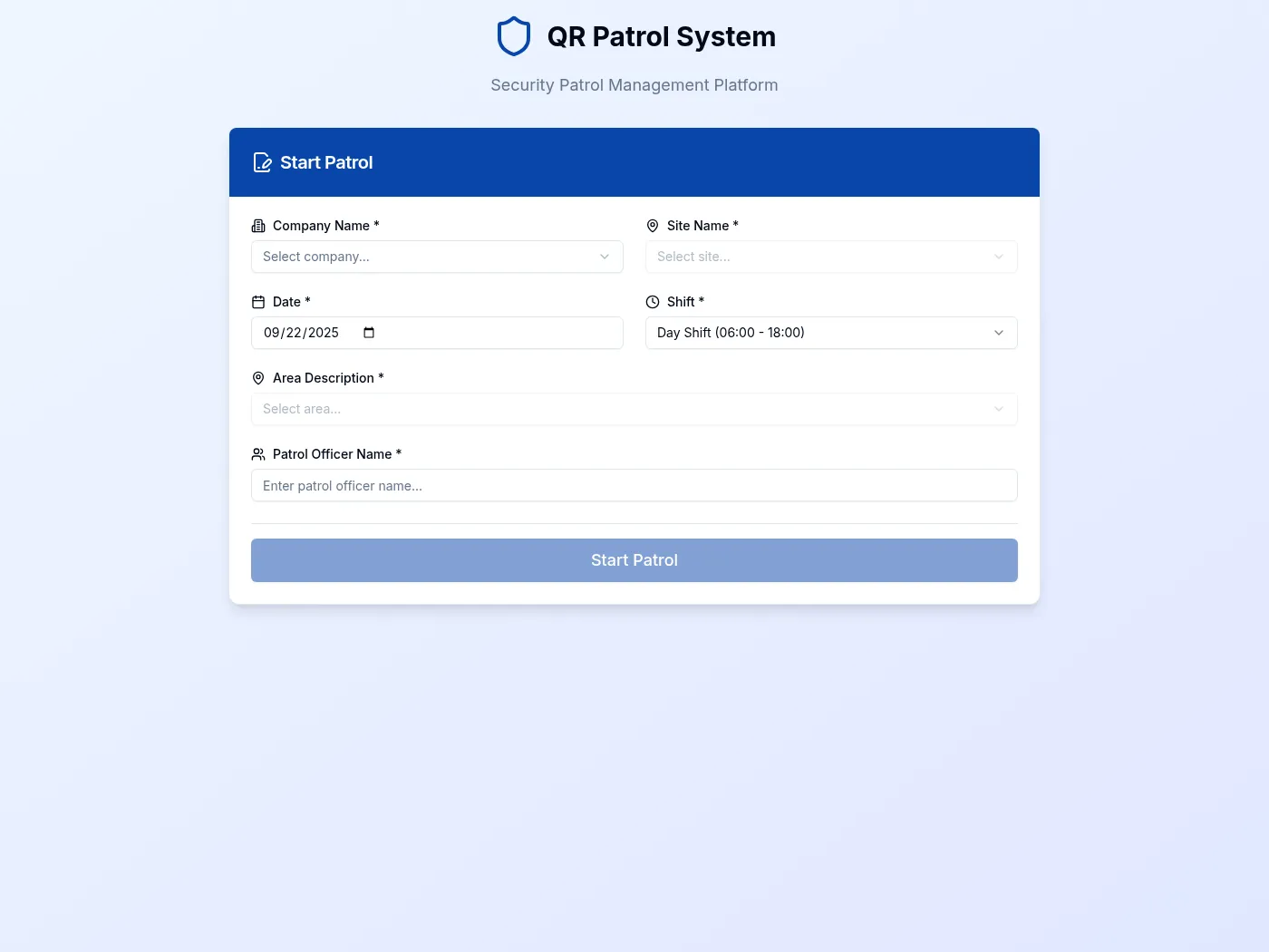 QR Patrol Shift Log Application