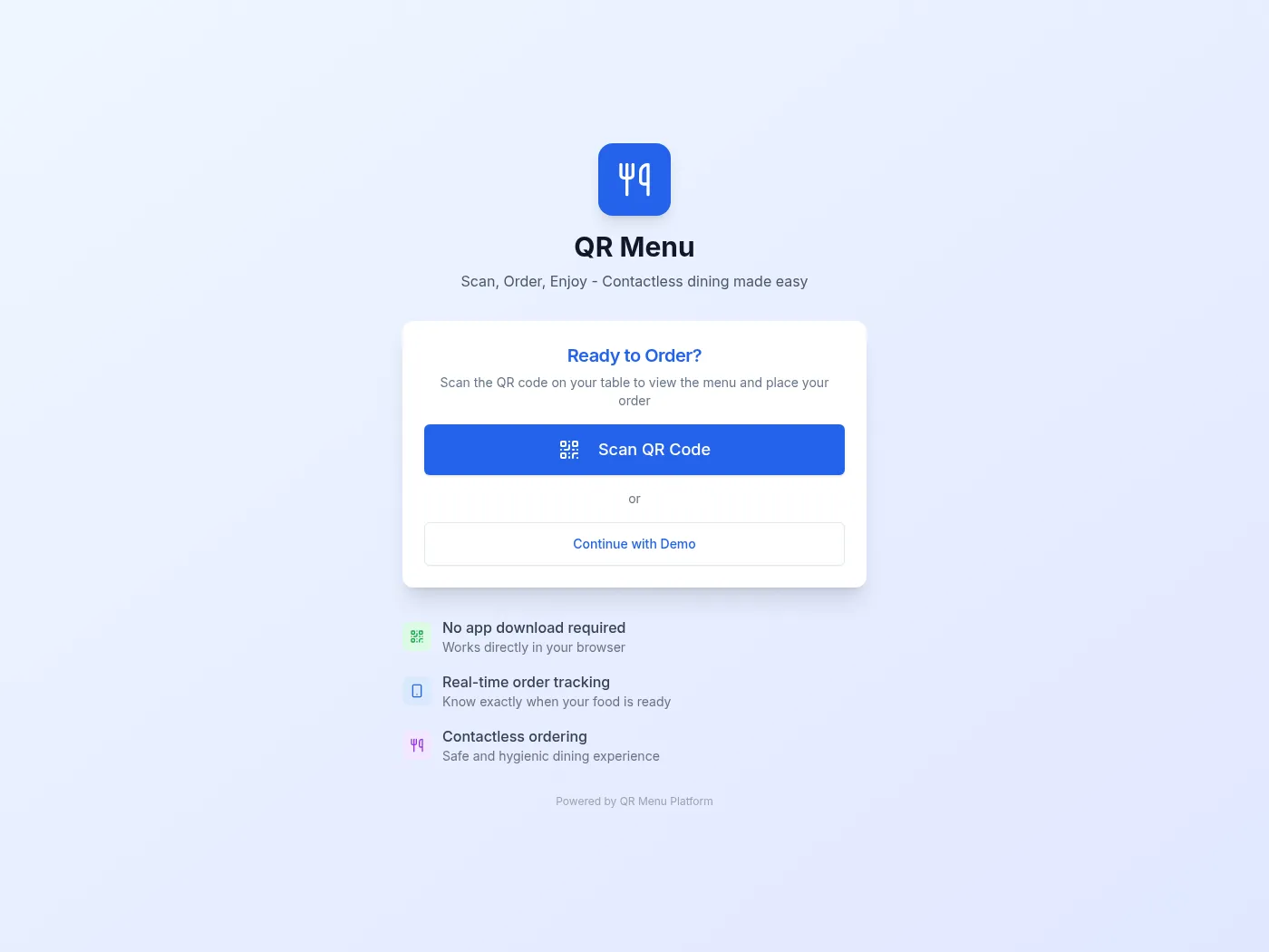 QR Restaurant Ordering SaaS Platform