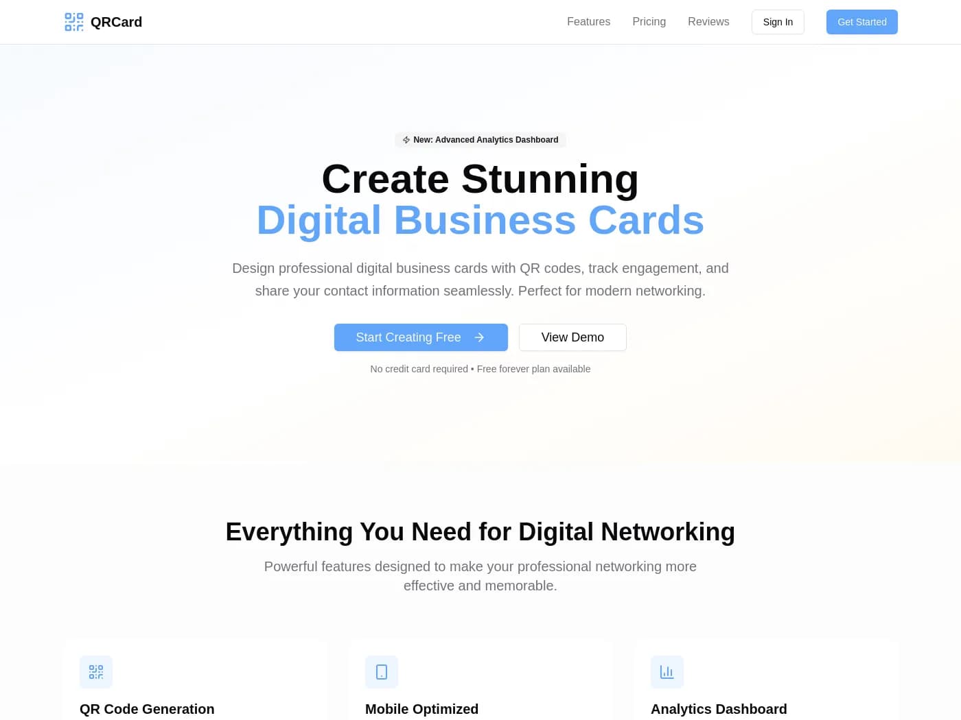 QR Code Digital Business Card Platform