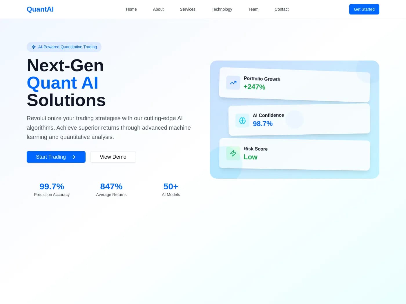 QuantAI Startup Website
