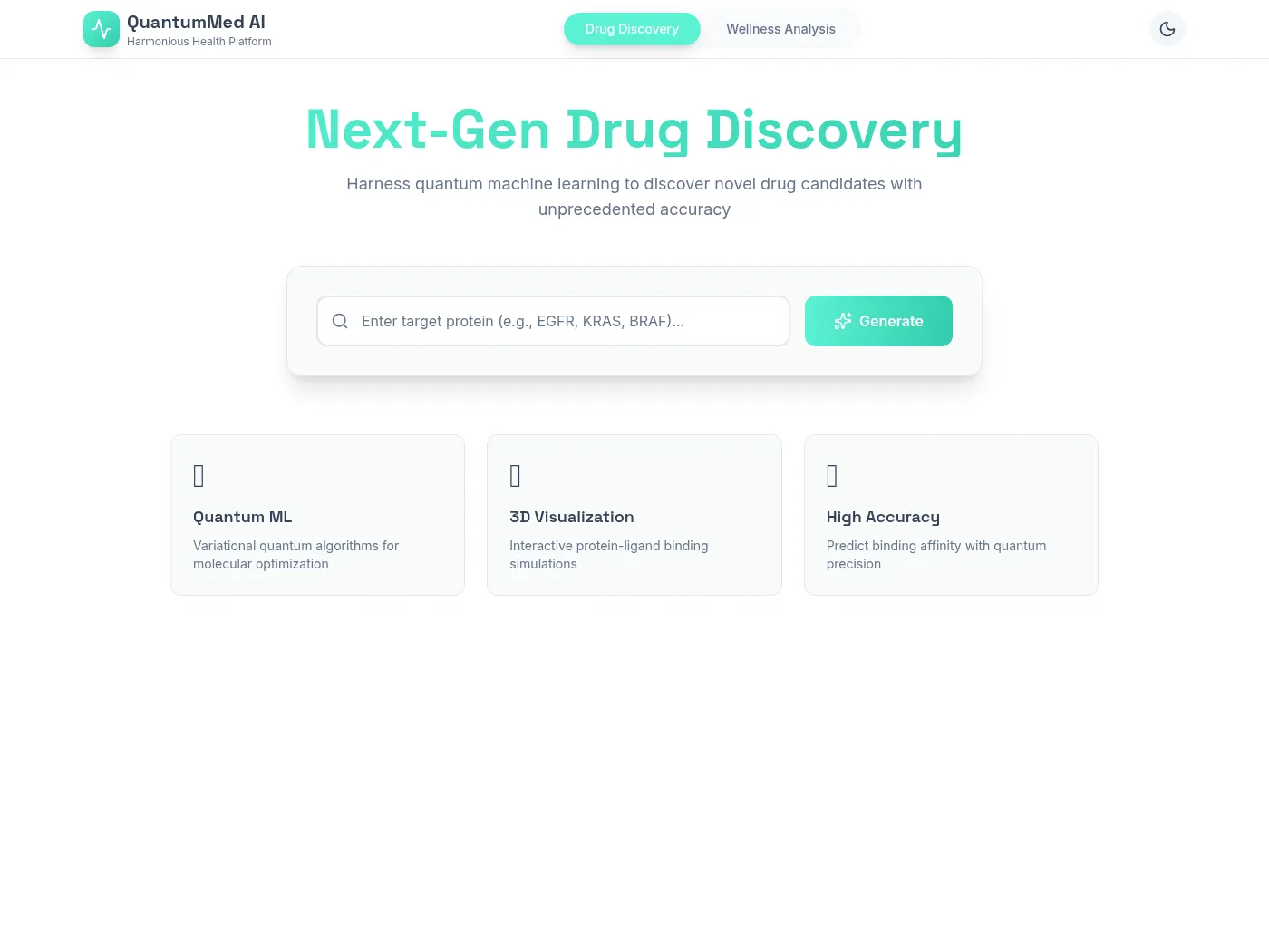 QuantumMed AI - Harmonious Quantum-Driven Drug Discovery & Wellness Platform