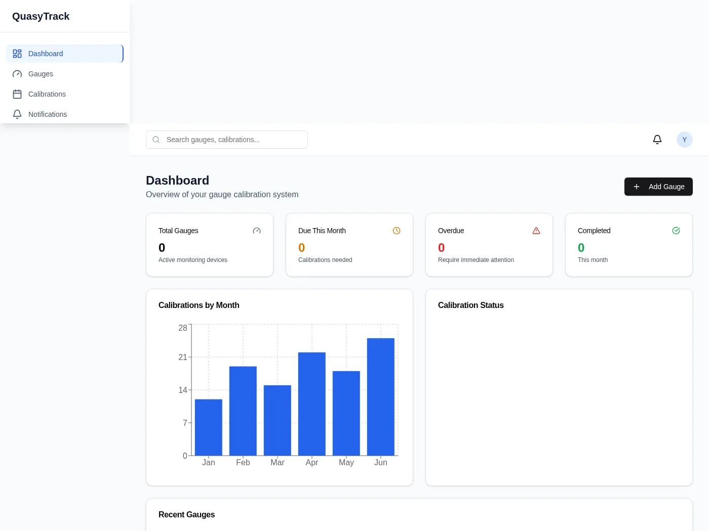 QuasyTrack – Gauge Management & Calibration Tracking Dashboard