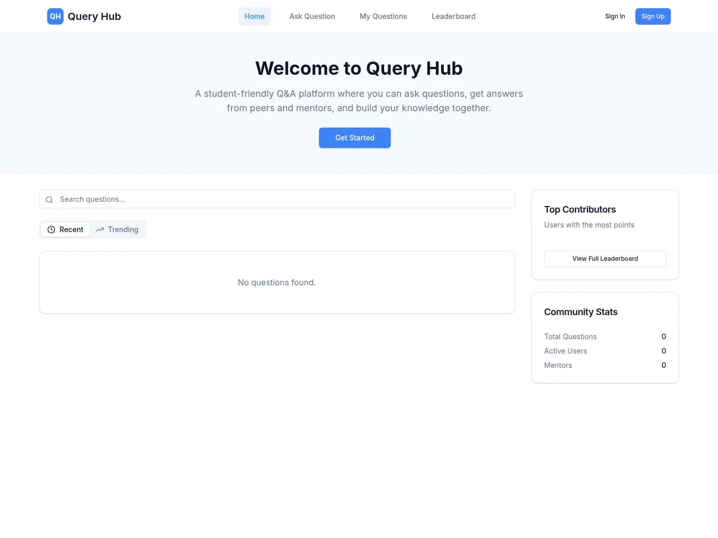 Query Hub – Student Discussion Forum