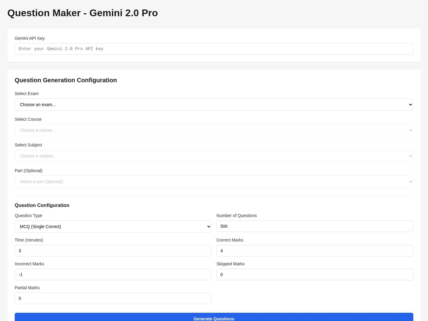 Question Maker (Gemini 2.0 Pro)