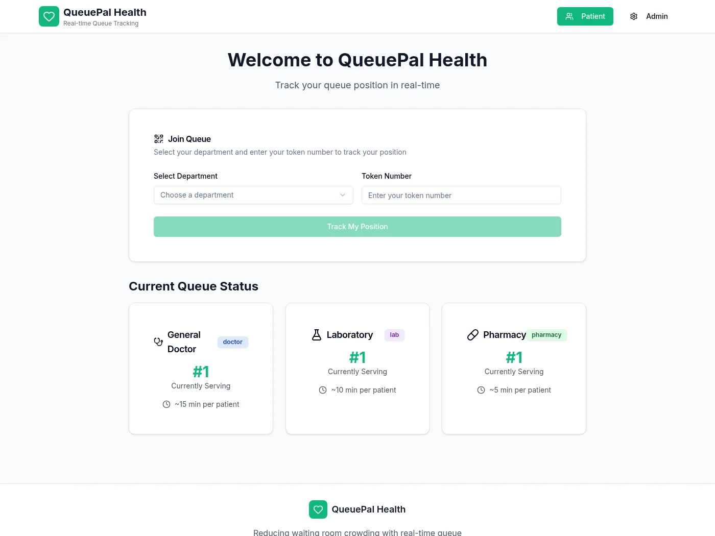 QueuePal Health: Real-Time Queue Tracking for Clinics & Hospitals