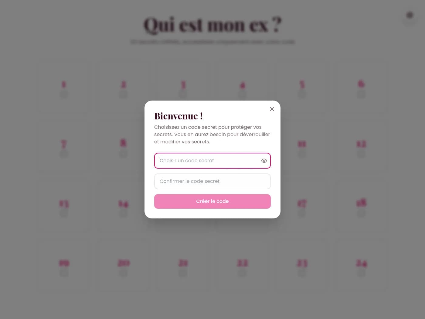 Qui est mon ex ? – Calendrier interactif de secrets chiffrés