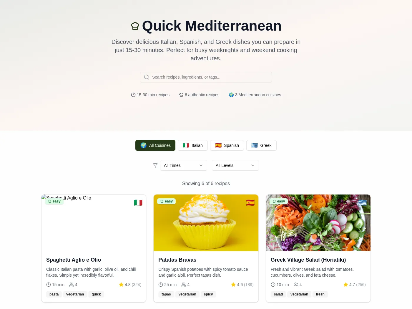 Quick Mediterranean Recipe App