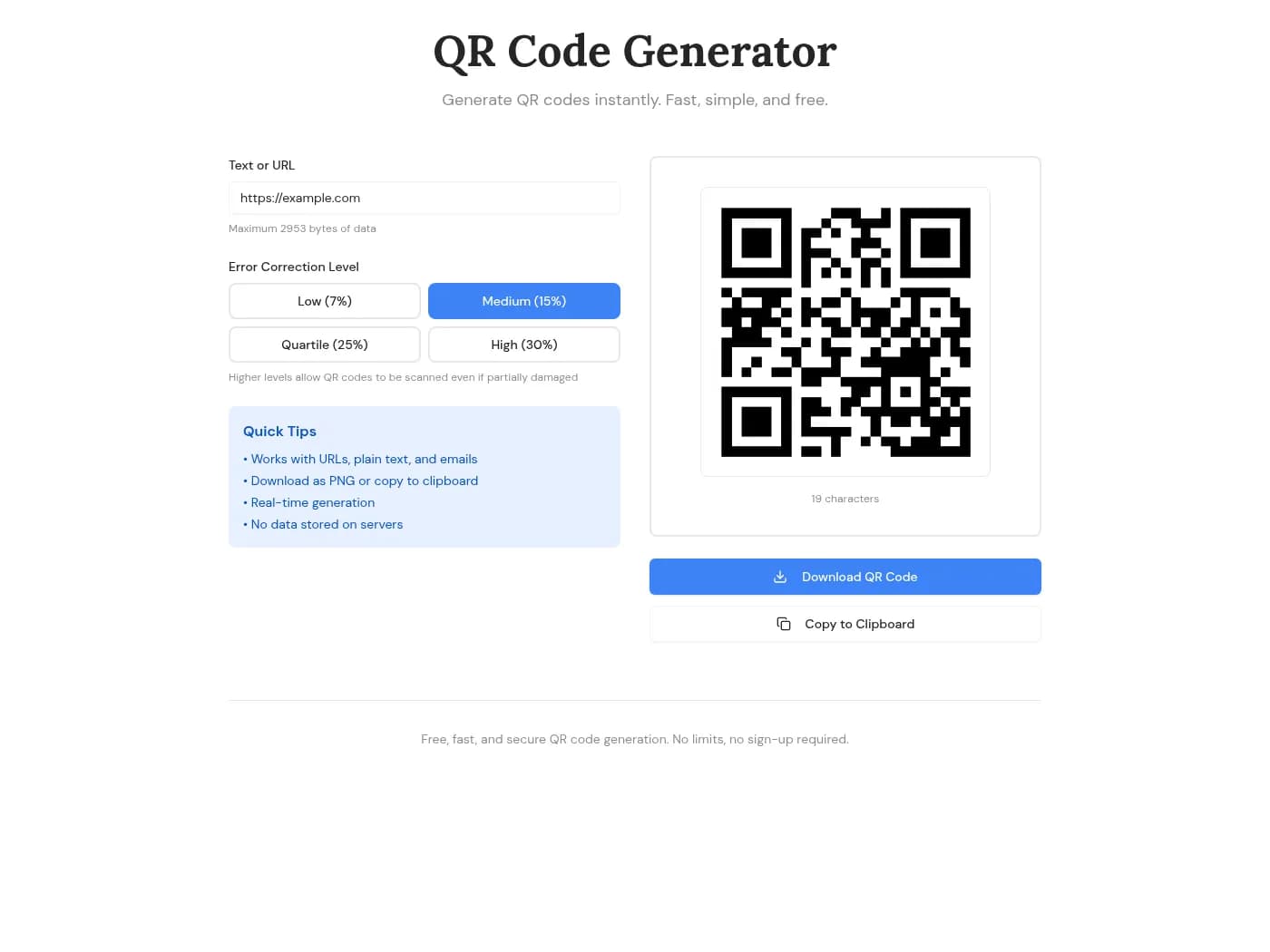 Quick QR Generator