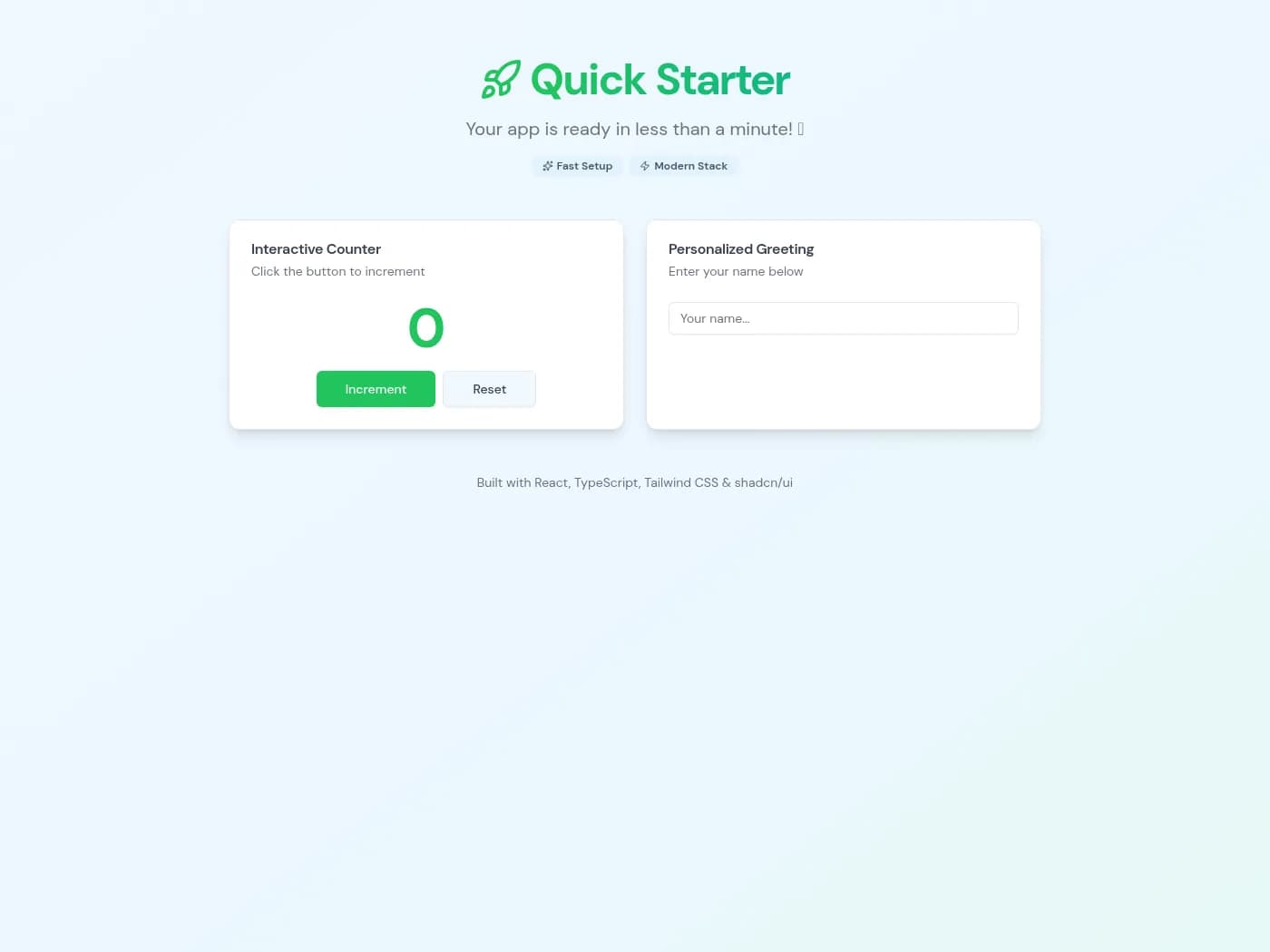 Quick Starter App Template