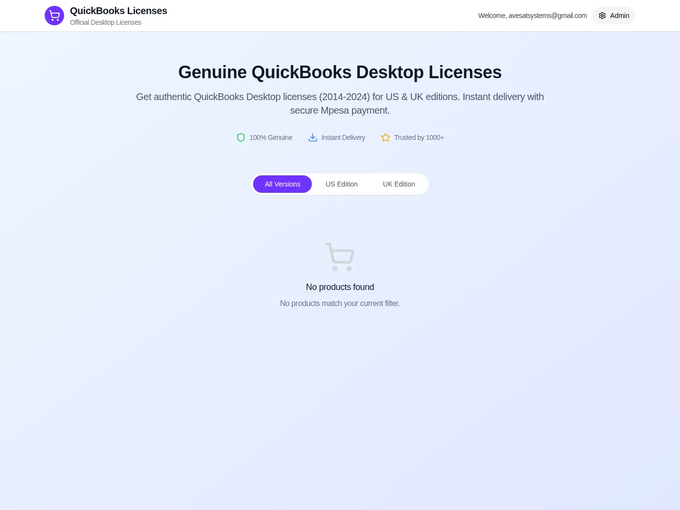 QuickBooks Desktop License E-Commerce Platform