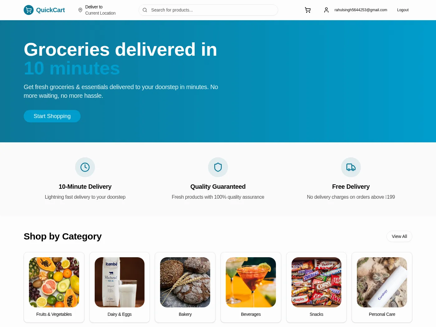 QuickCart - Instant Grocery Delivery App