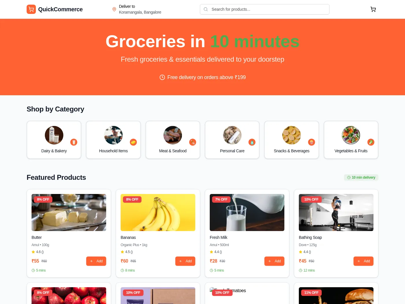 QuickCommerce Express: Instant Delivery App