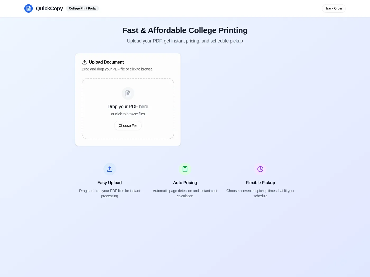 QuickCopy College Print Portal