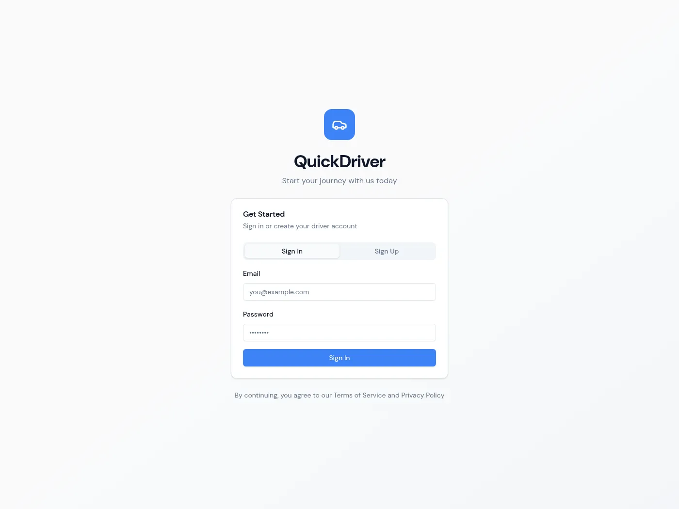QuickDriver Registration App