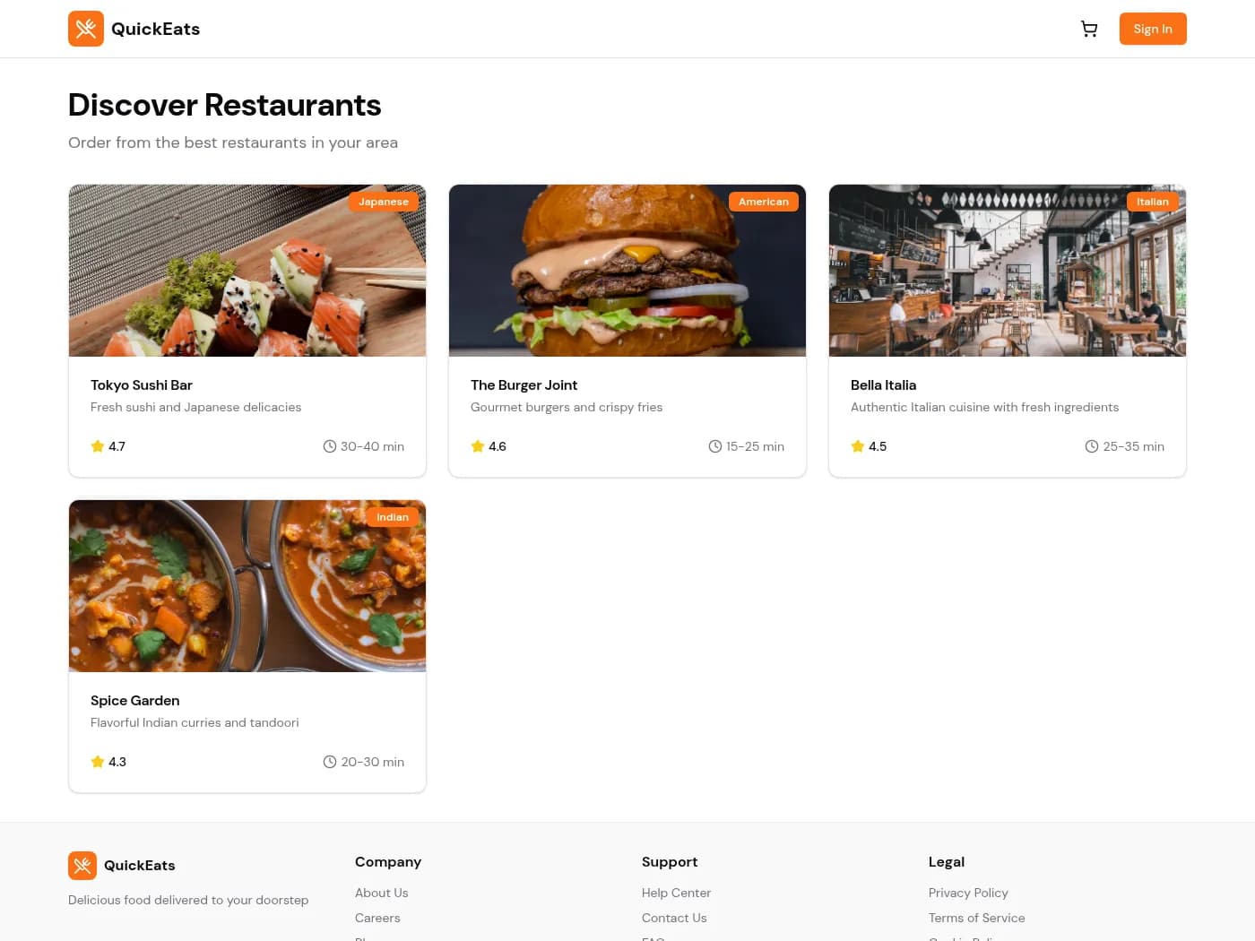 QuickEats Online Food Ordering Platform