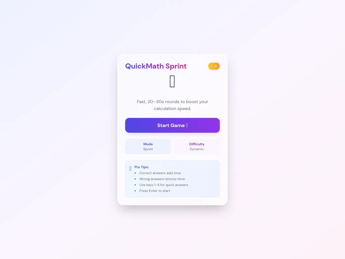 QuickMath Sprint – Fast Mental Math Game