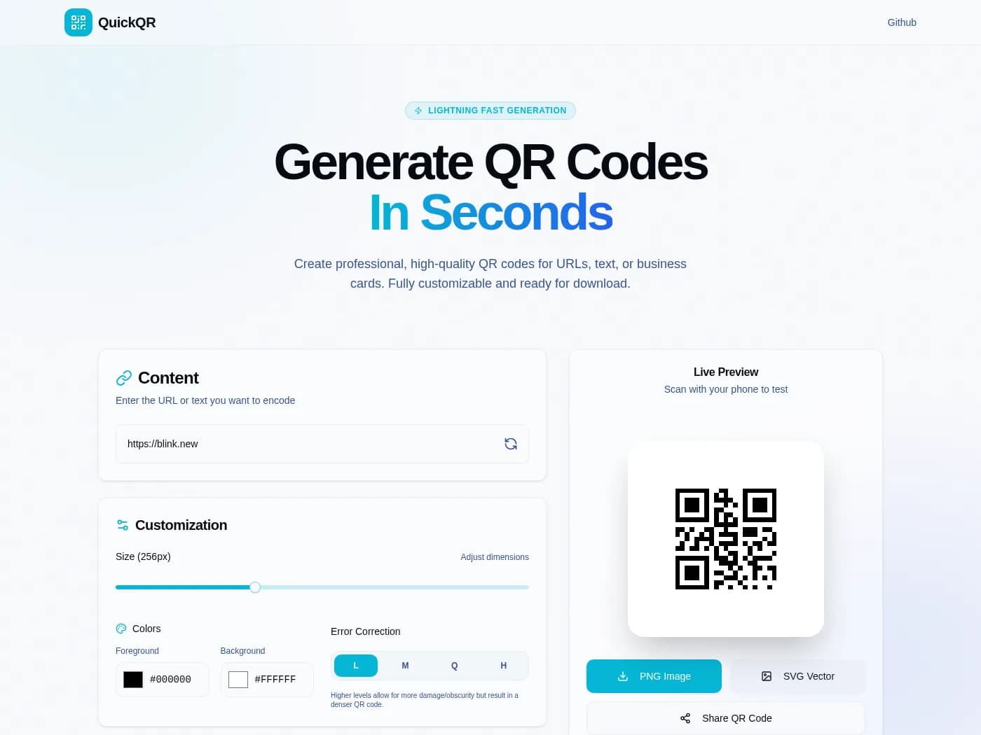 QuickQR Generator
