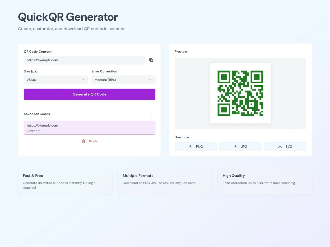 QuickQR Generator