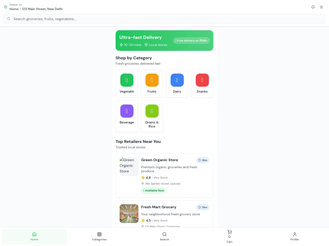 Quickr: Local Grocery Delivery App for Retailers