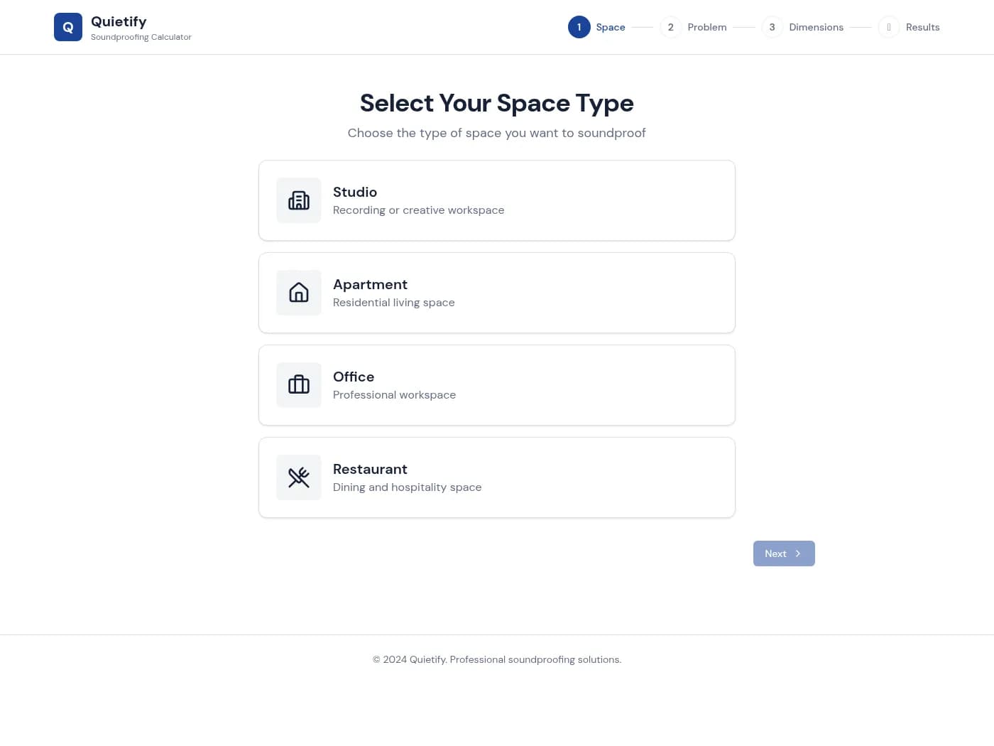 Quietify Soundproofing Calculator Tool for Web